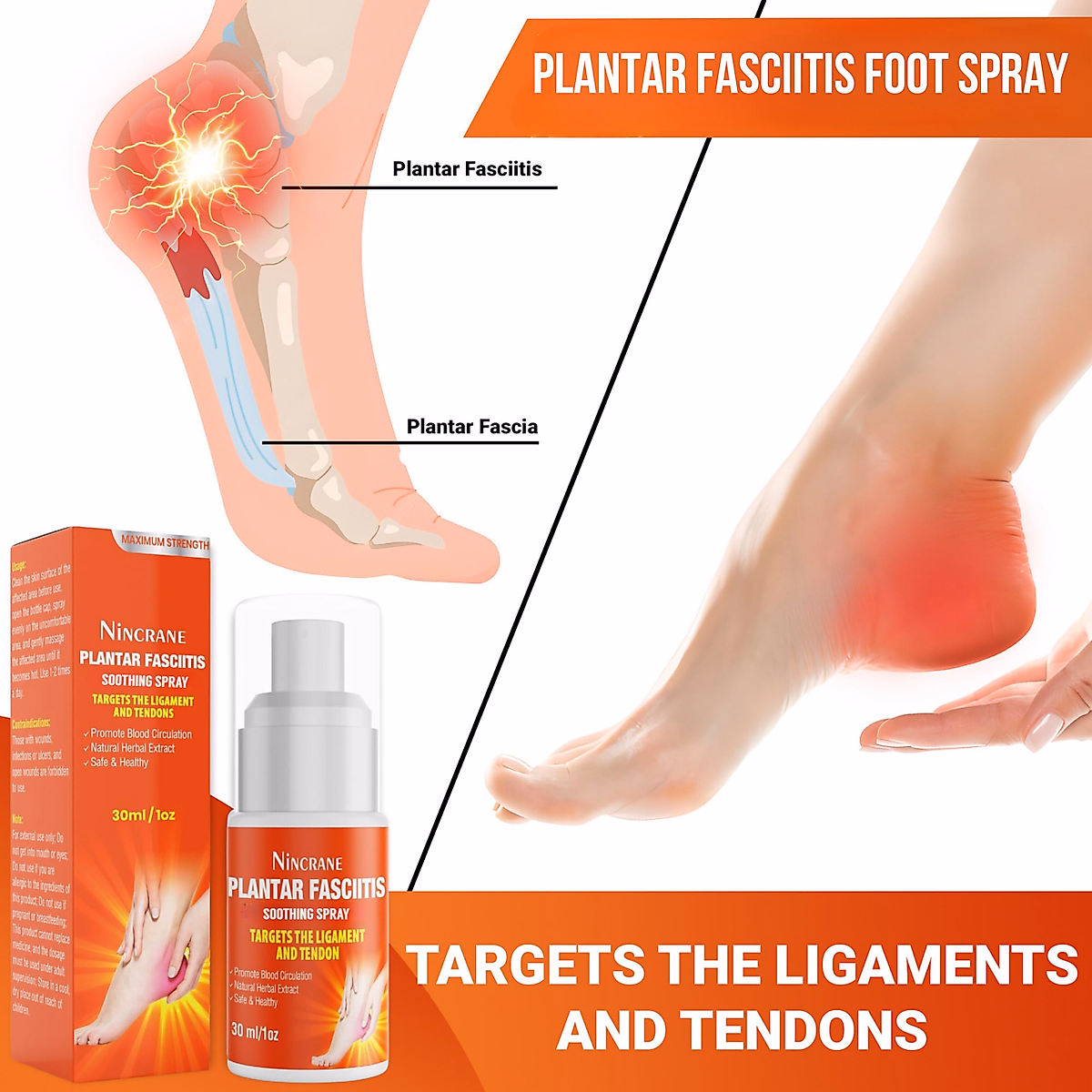 Plantar Fasciitis Foot and Heel Comfort with Maximum Strength, Fast and Effective for Plantar Fasciitis Spray with Natural Herbal Concentrate Formula