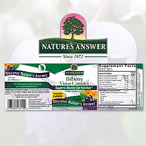 Nature's Answer Bilberry Vision Complex for Eyes Vegetarian Capsules, 60-Count | Promotes Overall Eye Health
