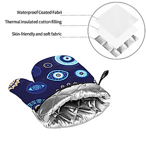 EZDNAGP 4pcs Oven Mitts and Pot Holders Sets Oven Kitchen Gloves Hot Pads for Cooking BBQ Baking Grilling - Magic Evil Eyes