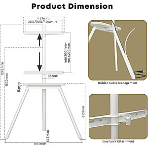 PUTORSEN Easel TV Stand for 43 to 65 inch LED LCD OLED Screens Hold up to 88lbs, Height Adjustable Tripod TV Floor Stand with Shelf/Snap Lock/Anti-Tip Strap, Max VESA 400x400mm, Matte White