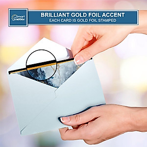 smart scribbles 48 Blank Cards - 4x6” Assorted Note Cards, Elegant Blue and Gold Abstract Greeting Cards, Thank You Cards Assortment with Envelopes