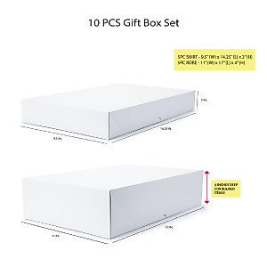 NATIVICO 10 Sturdy White Gift Boxes for Presents - Premium Gift Boxes with Lids - 4-inch Deep Robe Boxes and Shirt Boxes