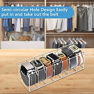Belt Organizer for Closet, Acrylic Belt Organizer 7 Compartments Display Case for Tie and Bow Tie, Clear Belt Holder for Women Men Home