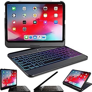 Snugg iPad Pro 12.9 Case with Keyboard (2022 6th Gen/2021 5th Gen) - Bluetooth Backlit Magic Keyboard iPad Pro 12.9-360 Degree Rotatable Keyboard for Apple iPad 12.9 Pro Case with Keyboard - Black