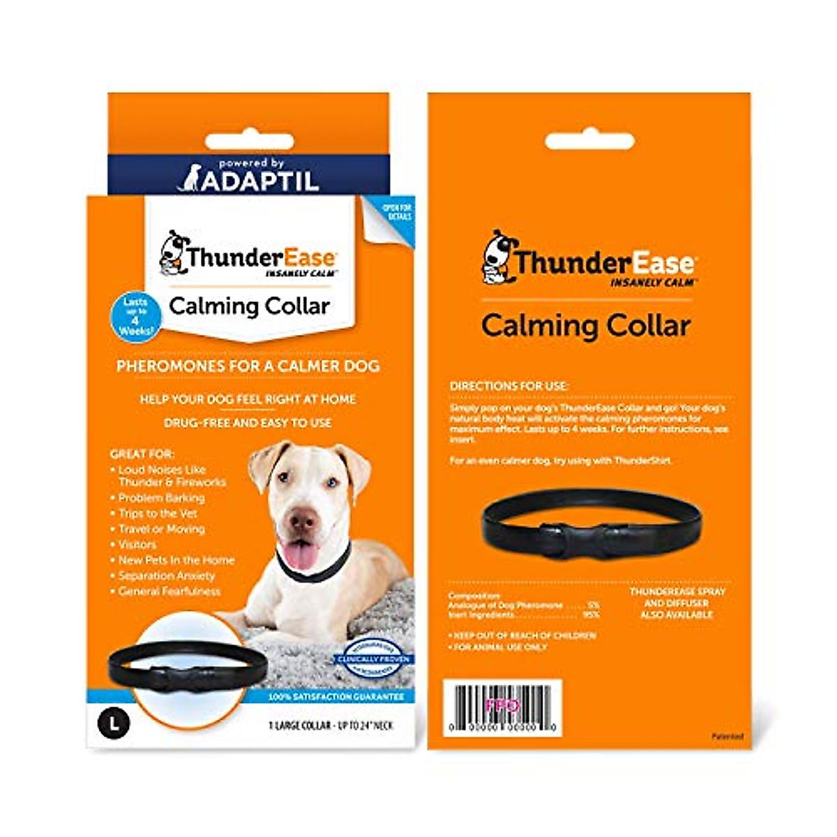 ThunderEase Calming Anti Anxiety Pheromone Collar for Dogs (Large)