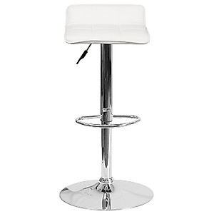 Flash Furniture Maurice 26'' High Cherry Wood Counter Height Stool with Arms, Carved Back and Black LeatherSoft Swivel Seat