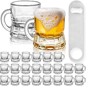 Supwinnet 48pcs Shot Glasses Set, 24pcs 0.5oz/15ml Mini Shot Glasses with Tray and Holder Organizer and 24pcs 1 oz/30ml Beer Glasses with Handle