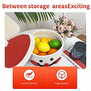 HAMLLJTOGEFR Decorative Storage Basket with Lid Can Store Snacks, Sundries, Cosmetics,Gifts and Other Small Items a Round Woven Basket for Home Organization (white)