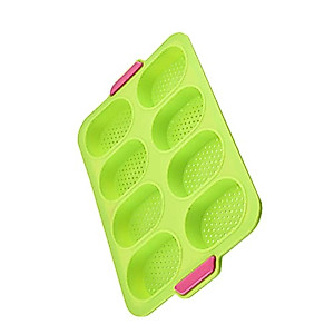 DOITOOL 3pcs 8 Roll Silicone Fondant Cooking Bakers Molding Nonstick Perforated Pan Non-stick Perforated Pan Loaf Baking Mould Muffin Tin Loaf Bake Sandwich Baking Tray Bread Non Stick