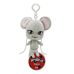 Miraculous Ladybug - Kwami Lifesize Mullo, 5-inch Mouse Plush Clip-on Toys for Kids, Super Soft Collectible Stuffed Toy with Glitter Stitch Eyes and Color Matching Backpack Keychain (Wyncor)