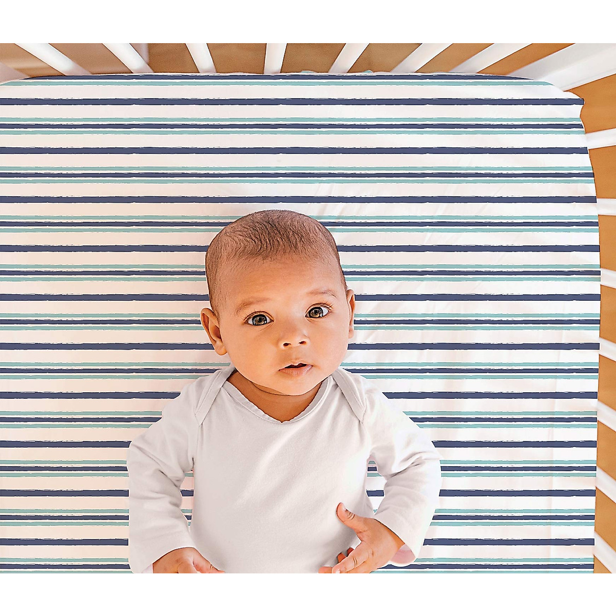 The Peanutshell Nautical & Striped Crib Sheets for Baby Boys or Girls | Unisex 2 Pack Set