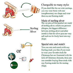 Luxmad Christmas Earrings 14K Gold Plated Cute Slidable Santa Claus Drop Dangle Earrings for Women Girls Asymmetrical Christmas Tree Sled Bell Jewelry Gifts