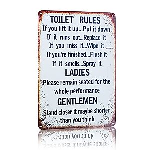 WONDERCAVE Toilet Rules Warning Metal Sign Bar Cafe Garage Wall Decor Retro Vintage 7.87 X 11.8 inch