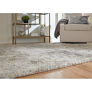 Signature Design by Ashley Pearidge Casual 7'11" x 10' Machine Woven Cloudy Abstract Pattern Large Area Rug, High Pile, Brown, Beige, Gray, & White