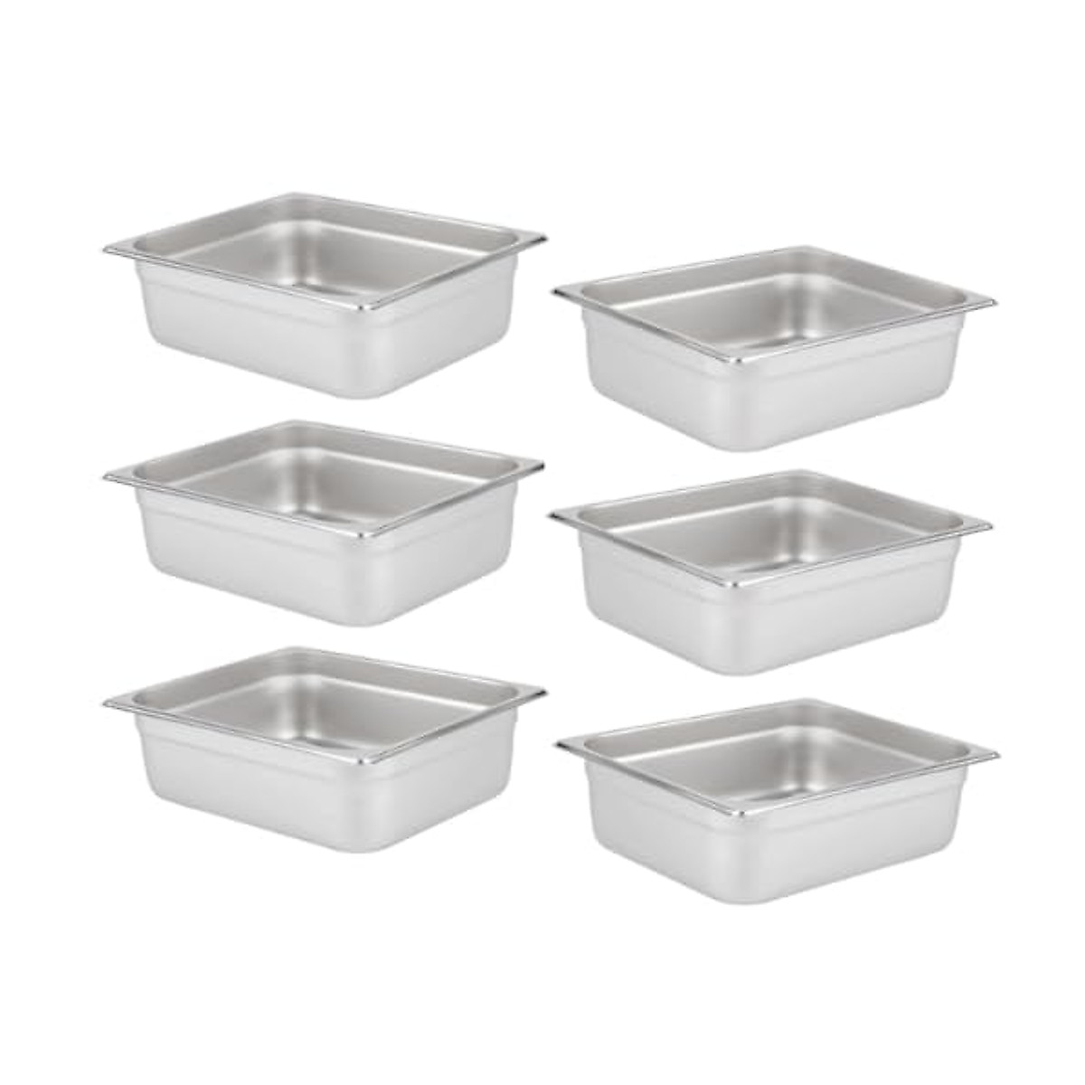 NADDA Anti-jamming 1/2 Size Steam table pan, 6-Pack Stainless steel Pan for Commercial food warmer, Food warmer buffet container, Chafing Dish set, 22 gauge. Baking Pan, Freezer storage. (4" Depth)