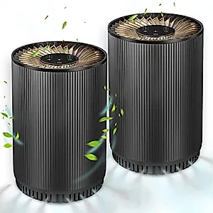 2 Pack Druiap Air Purifiers for Home Bedroom up to 690ft², H13 True HEPA Filter Air Cleaner Filterable 99.97% Micron Particles/Smoke/Pet Dander/Odor/ for Office, Dorm, Apartment, Kitchen (KJ80 Black)