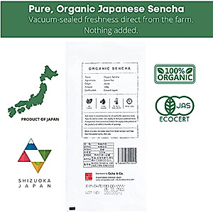 Ocha & Co. Organic Sencha - Loose Leaf Japanese Green Tea - High Grade Sencha Green Tea - Mild, Rich & Refreshing Premium Tea, 100g/3.5oz.