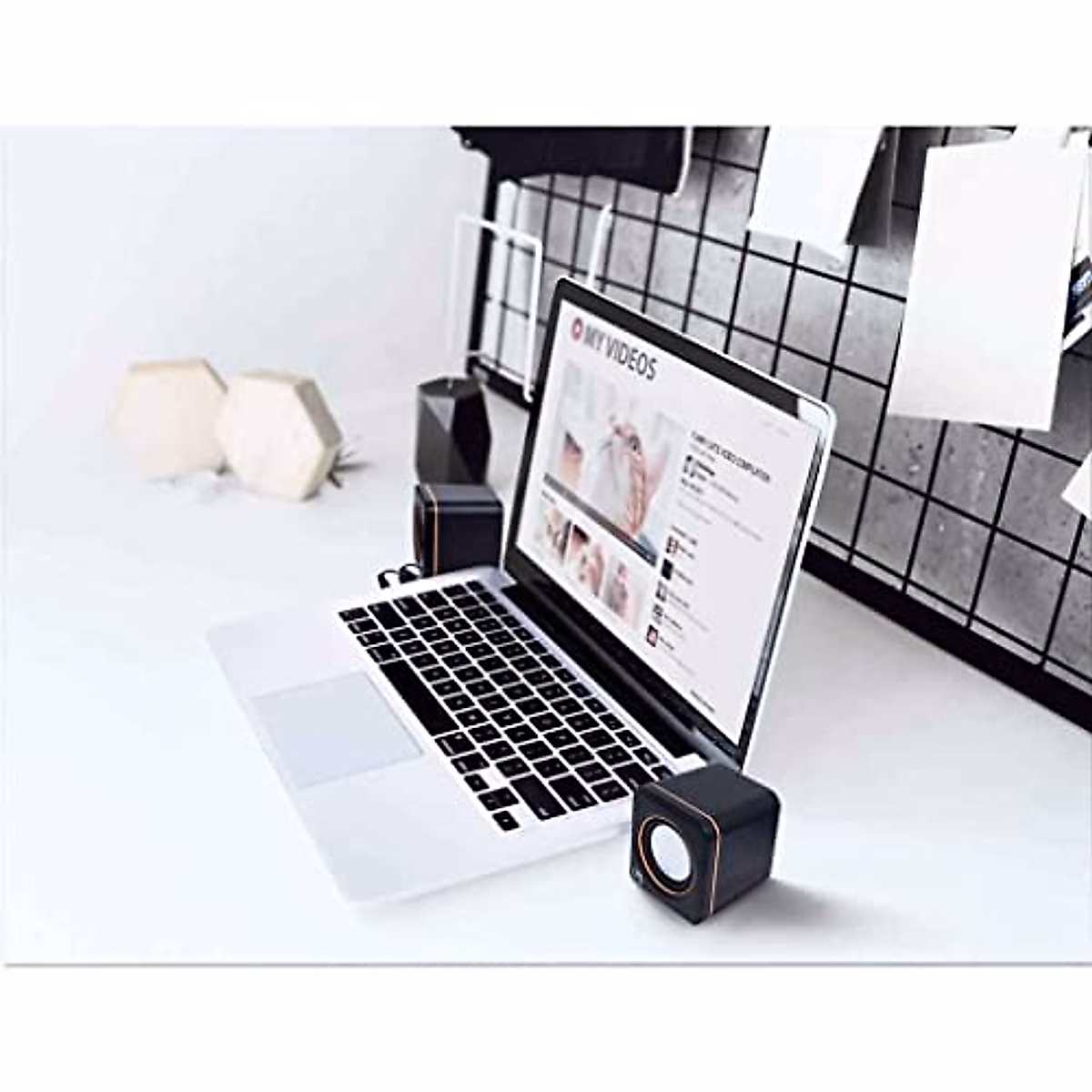 Manhattan USB Powered Stereo Speaker System - Small Size - with Volume Control & 3.5 mm Aux Audio Plug to Connect to Laptop, Notebook, Desktop, Computer - 3 Yr Mfg Warranty - Black Orange, 161435