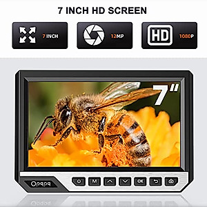 LCD Digital Microscope - 2000X Biological Microscope with Digital&Microbial Lens - Opqpq Electronic Microscope with 7'' IPS Display, 10 LED Lights, 12MP Camera, Windows/Mac OS Compatible