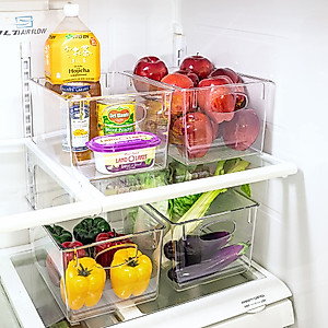 Sorbus Clear Fridge Organizer Bins - Refrigerator Organizer Bins for Home Essentials, Food, Toiletries, Makeup, Cleaning Supplies, Laundry Room, Pantry and Kitchen Organization and Storage (4 Pack)