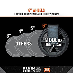 Klein Tools 54831MB MODbox Utility Cart, 2-Shelf Heavy Duty Rolling Tool Cart, 500-Pound Capacity, 6-Inch Wheels, for Jobsite, Warehouse