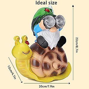 LOVERUIS Gnomes Garden Decorations Outdoor - Funny Garden Gnomes Statues Decor Outdoor Turtles Figurines with Solar Panel for Yard Porch Lawn