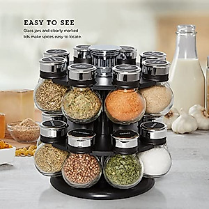 Kamenstein Ellington Revolving Tower with Free Spice Refills for 5 Years, 16-Jar, Clear