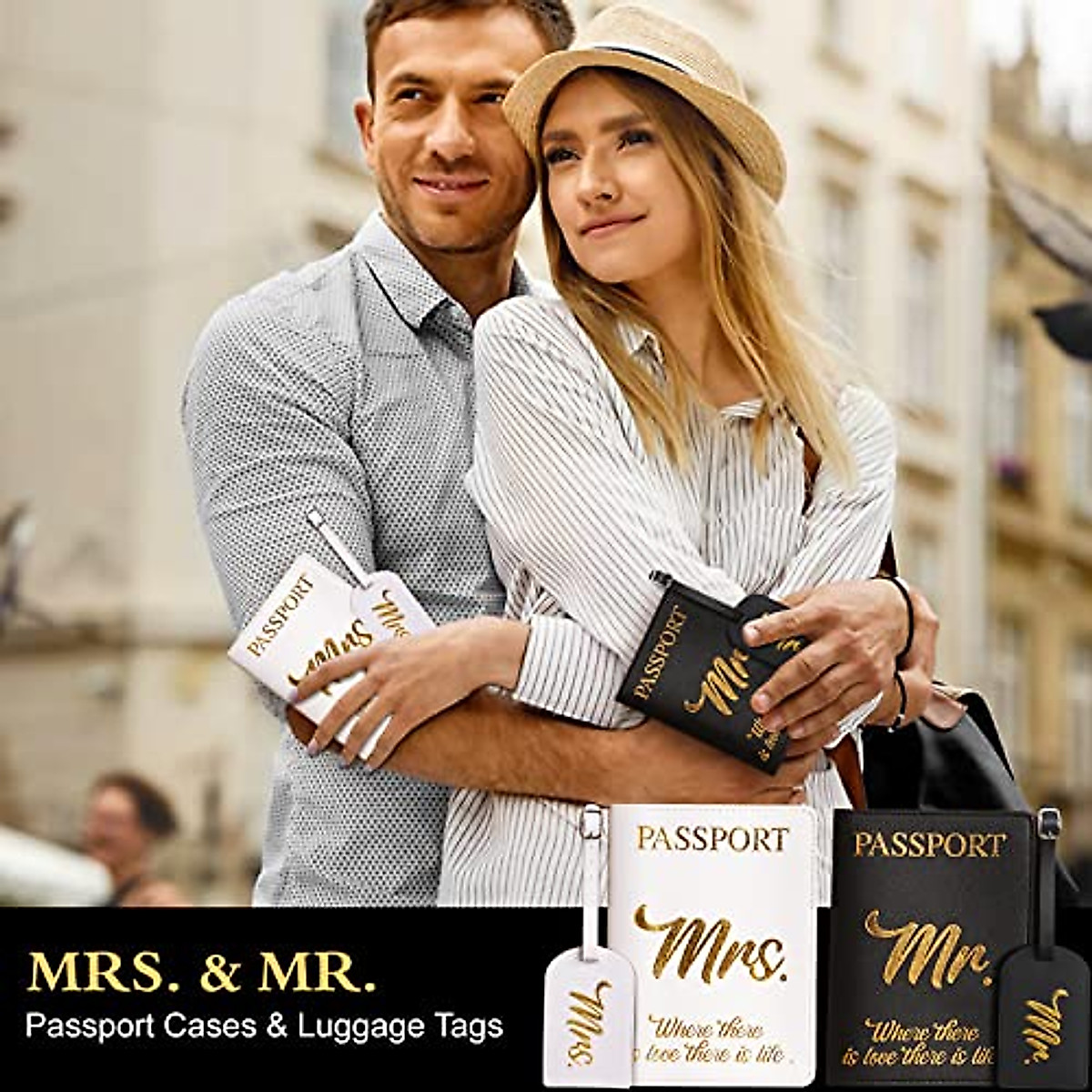 Frerdui Wedding Gifts for Bride and Groom, Mr Mrs Honeymoon Gift Set for Newlyweds Couple, Wine Beer Glasses with Wooden Box, for Travel, Anniversary, Just Married, Bridal Shower, Bride To Be