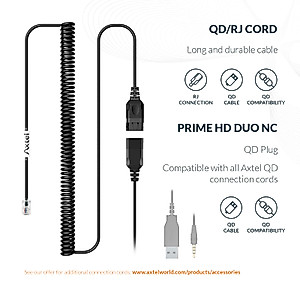Axtel Bundle Prime Duo with AXC-02 Cable | Noise Cancellation - Compatible with Grandstream GXP1600, GXP1700, GXP2100, GRP2600 Series Phones