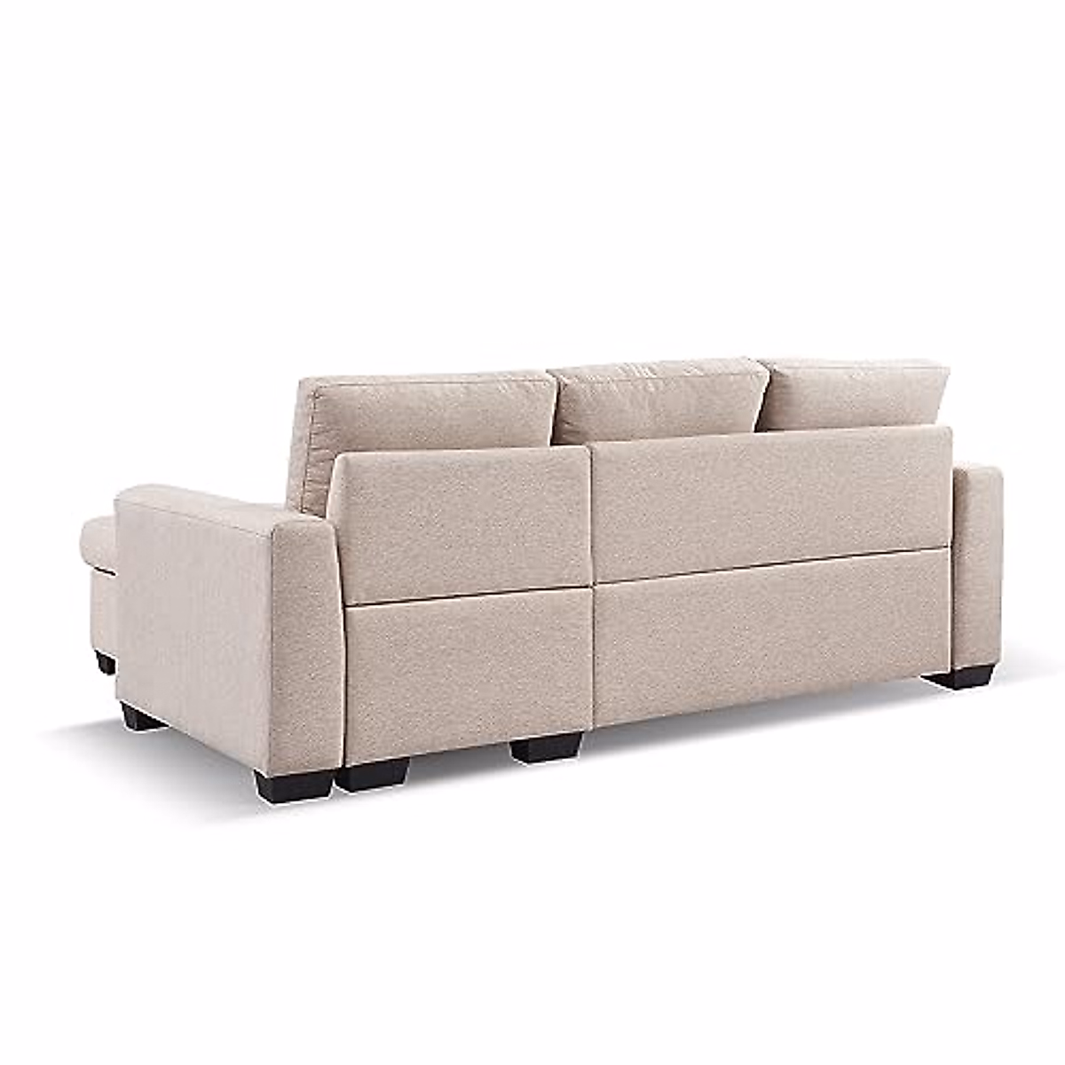 American Furniture Classics Beige Tufted Sectional Chaise Sofa Sleeper with Storage, 92" x 59" x 36"