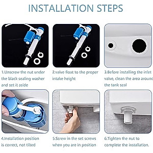 Kedoo Toilet Water Tank Accessories, Toilet Fill Valve Replacement Kit, Adjustable Water Valve Water Inlet Valve, Household Toilet Flush Toilet Dispenser (White)