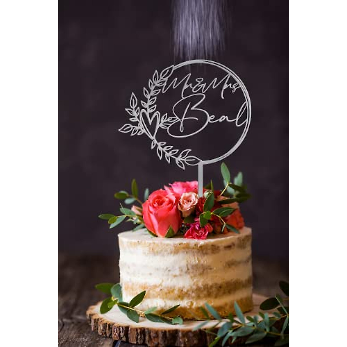 Rustic Wedding Cake Topper/Custom Script Cake Toppers for Wedding/Personalized Wedding Cake Topper/Mr and Mrs Cake Toppers