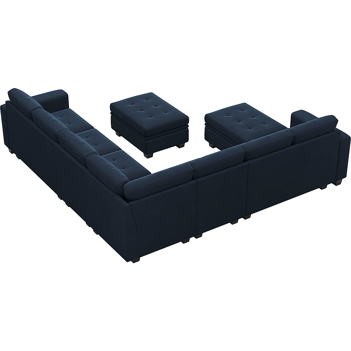 Belffin Oversized Velvet Modular 8-Seat Sectional Sofa Set with Storage Ottoman U Shaped Couch Set Modular Sectional Convertible Sofa Couch with Reversible Chaise Corner Sofa Couch Set Blue