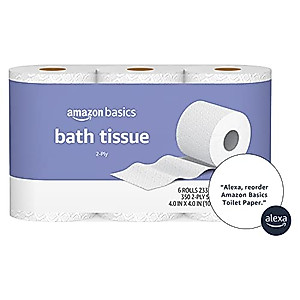 Amazon Basics 2-Ply Toilet Paper, 6 Rolls (Pack of 5), 30 Rolls total (Previously Solimo)
