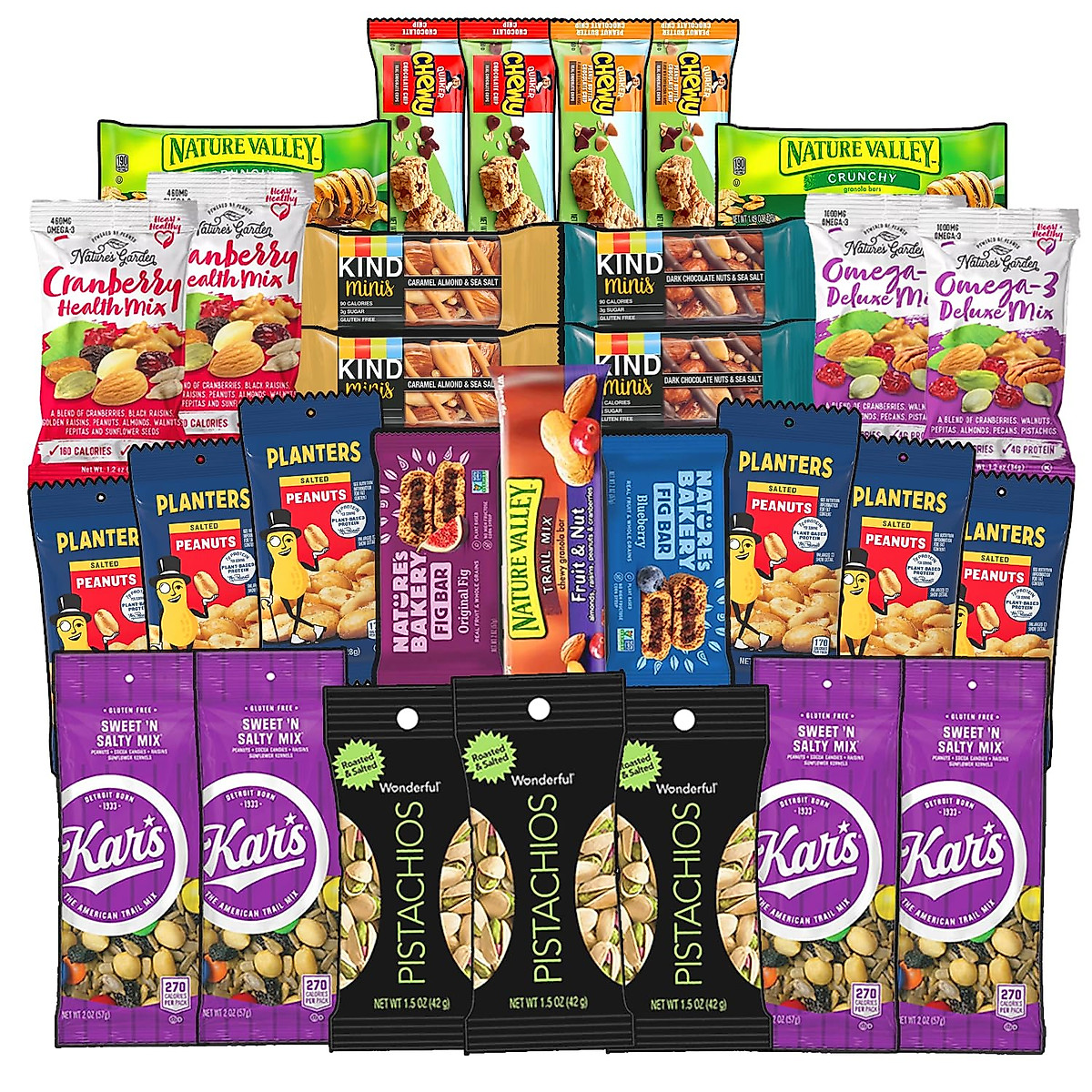 Ultimate Healthy Snacks Care Package (30 Count) - Bars & Nuts Variety Gift Basket