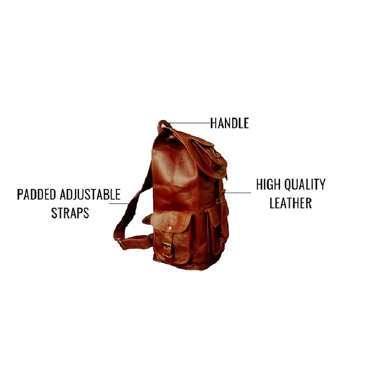21" Brown Leather Backpack Vintage Rucksack Laptop Bag Water Resistant Casual Daypack College Bookbag Comfortable Lightweight Travel Hiking/picnic For Men