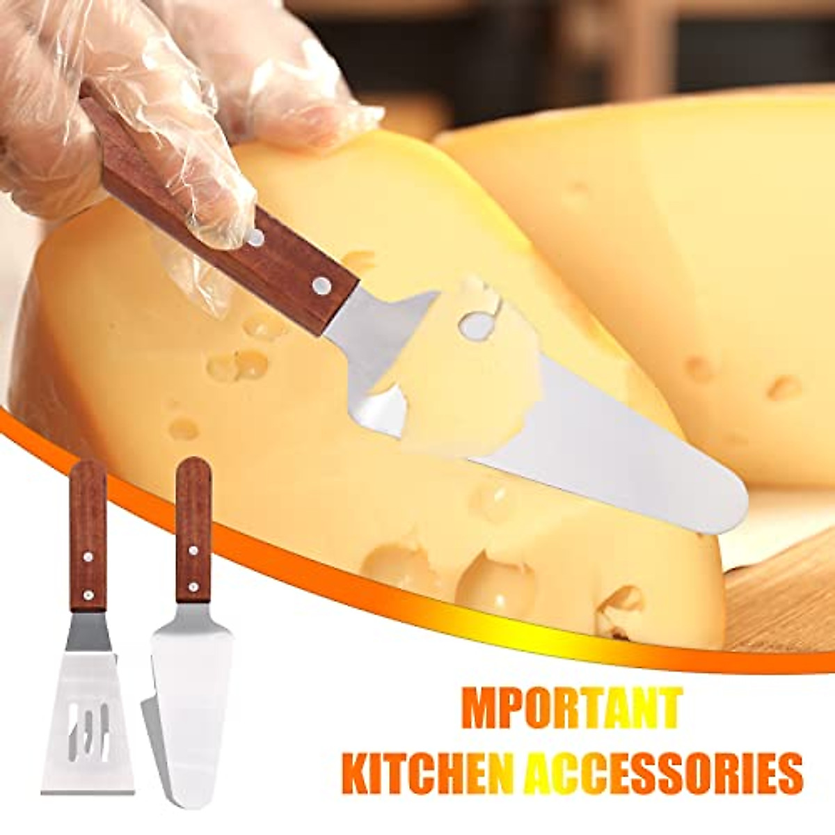 Wood Handle Pie Server and Cake Server Set Stainless Steel Set for Cutting and Serving Desserts, Brownies