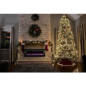 Electric Fireplace - 54 Inch No Heat Wall Mounted Fireplace with LED Flames, Remote, Timer, and Adjustable Brightness by Northwest (Black)