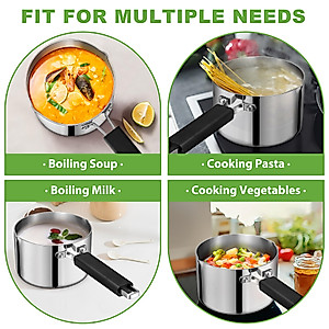 TeamFar 1 Quart Saucepan, Stainless Steel Tri-Ply Small Sauce Milk Pan with Heatproof Handle for Cooking/Boiling/Simmering, For Induction/Gas/Electric, Healthy & Heavy Duty, Dishwasher Safe