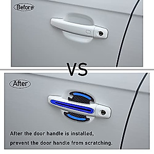Ruibapa 8PCS Car Door Handle Universal Carbon Fiber Texture Scratch Prevention Protective Film (Blue)