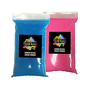 Color Blaze Baby Gender Reveal Powder - 1lb Blue & 1lb Pink Colored Power for Boy or Girl - For Car & Motorcycle Burnout, Color Toss, Photoshoot, and Festival - Pack of 2 Bags with 1 pound - Blue/Pink
