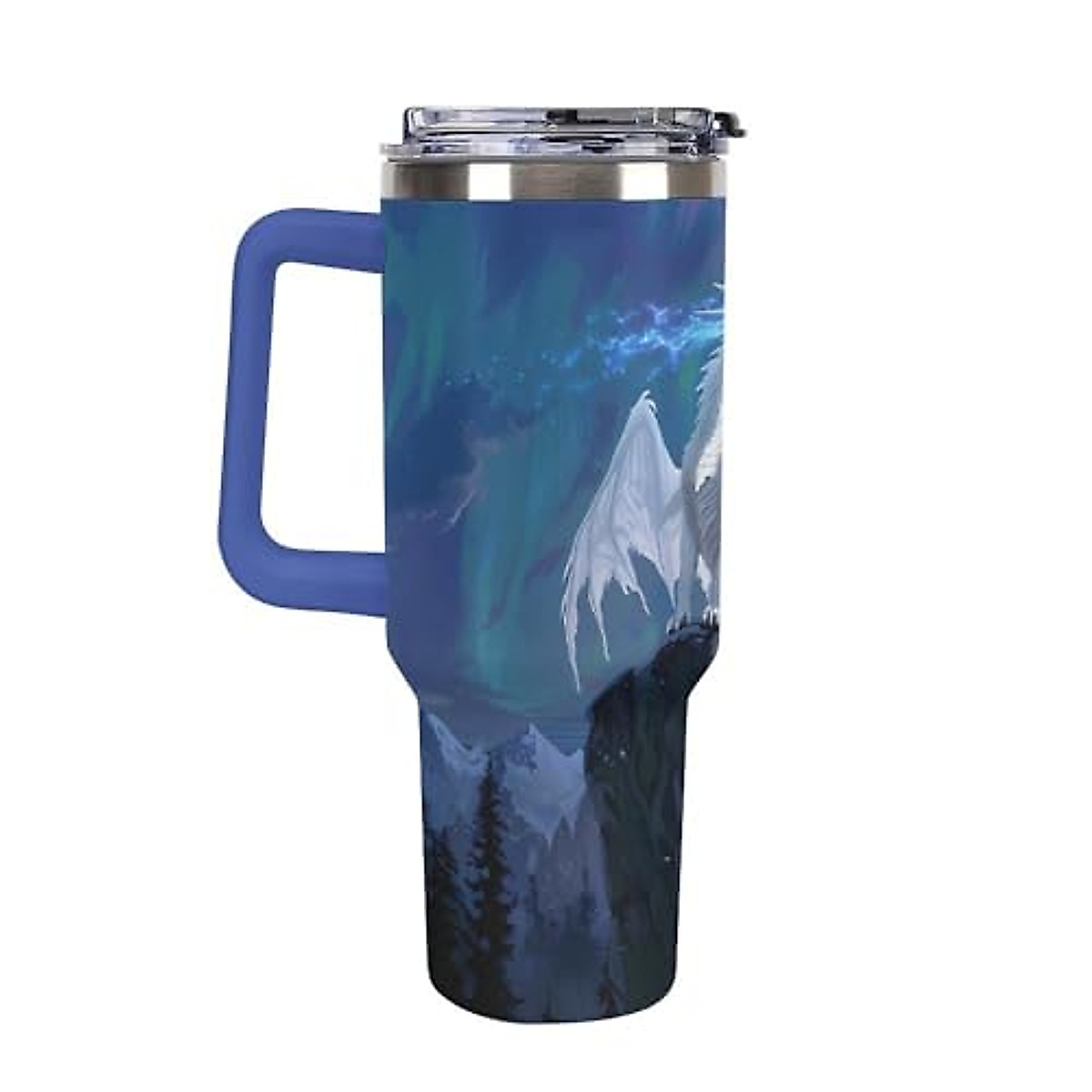Flying Dragon 40 Oz Tumbler Insulated Stainless Steel Water Bottle Travel Mug Car Cup with Handle And Straw