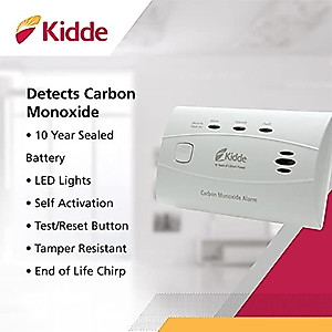 Kidde Worry-Free Carbon Monoxide Detector Alarm with 10 Year Sealed Battery | Model C3010