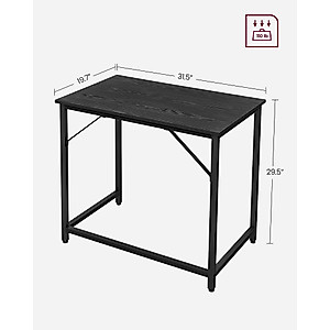 VASAGLE Computer Desk, Gaming Desk, Home Office Desk, for Small Spaces, 19.7 x 31.5 x 29.5 Inches, Industrial Style, Metal Frame, Black with Wood Grain ULWD038B56