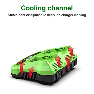 energup 2Pack 24V 3.5Ah Replacement Greenworks 24V Lithium Battery 29842 29852 29322 BAG709 BAG710 20352 22232 2508302 for Greenworks 2X24V + 2Port 29862 Charger for G-24 Greenworks 24V Battery