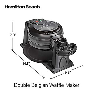 Hamilton Beach 26201 Belgian Waffle Maker with Removable Nonstick Plates, Double Flip, Makes 2 at Once, Black
