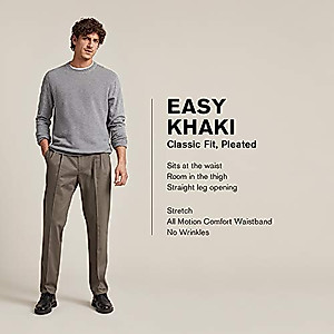 Dockers Men's Classic Fit Easy Khaki Pants-Pleated (Standard and Big & Tall), Timberwolf, 42W x 30L