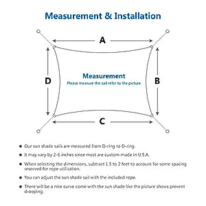 Eden's Decor 6' x 8' Brown Sun Shade Sail Outdoor Canopy Rectangular Awning Fabric Cloth Screen for Patio Garden Backyard Pergola Custom Size