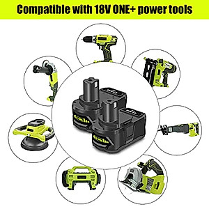 Atcuji 2 Pack 18 Volt 6.5Ah PBP005 Battery for 18V 4.0Ah PBP005 PBP004 P108 P192 P191, Compatible with Ryobi 18-Volt ONE+ Tools 18V ONE+ 4.0Ah P122 PBP2005 PBP005 PBP004 P108 P192 Lithium-Ion Battery