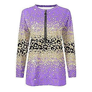 JDHUFEI Hair Bundles Deals Human Hair Womens Sweatshirts Casual Half Zipper Hoodies Trendy Tiger Print Long Sleeve Tops Loose Fit Fall Clothes Pullover